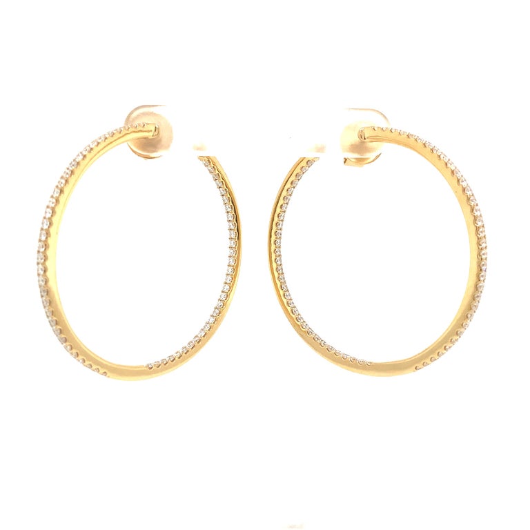 Memoire Collection Round Shared Prong Diamond Hoop Set in 18k Yellow ...