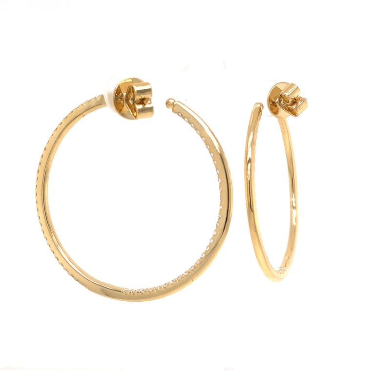 Memoire Collection Round Shared Prong Diamond Hoop Set in 18k Yellow ...