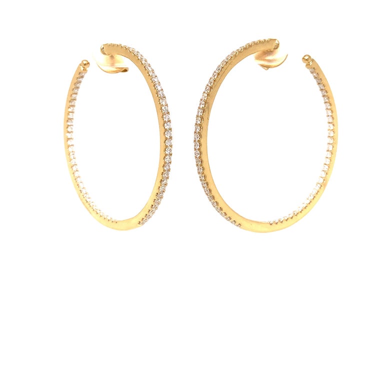 Memoire Collection Round Shared Prong Diamond Hoop Set in 18k Yellow ...