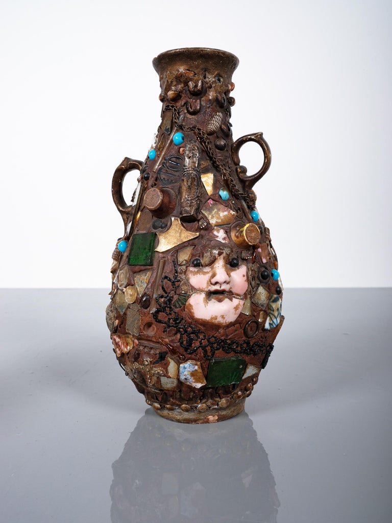 Memory Vases Jugs Early 20th Century Folk Art, Pair For Sale at 1stDibs