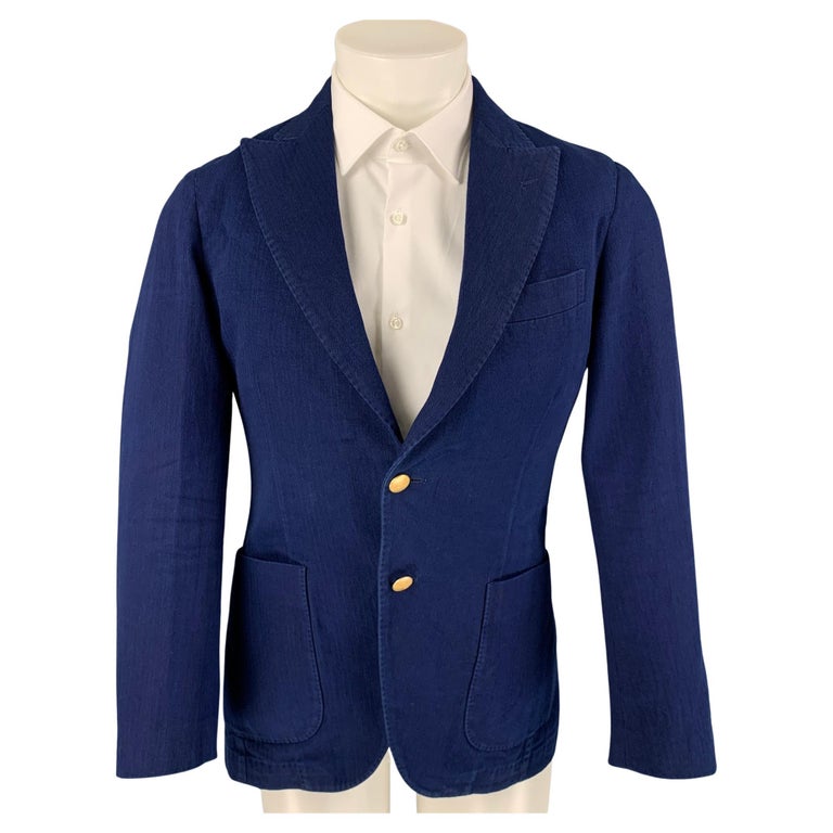 MEMORY'S Size 36 Navy Cotton Single Button Sport Coat For Sale at 1stDibs