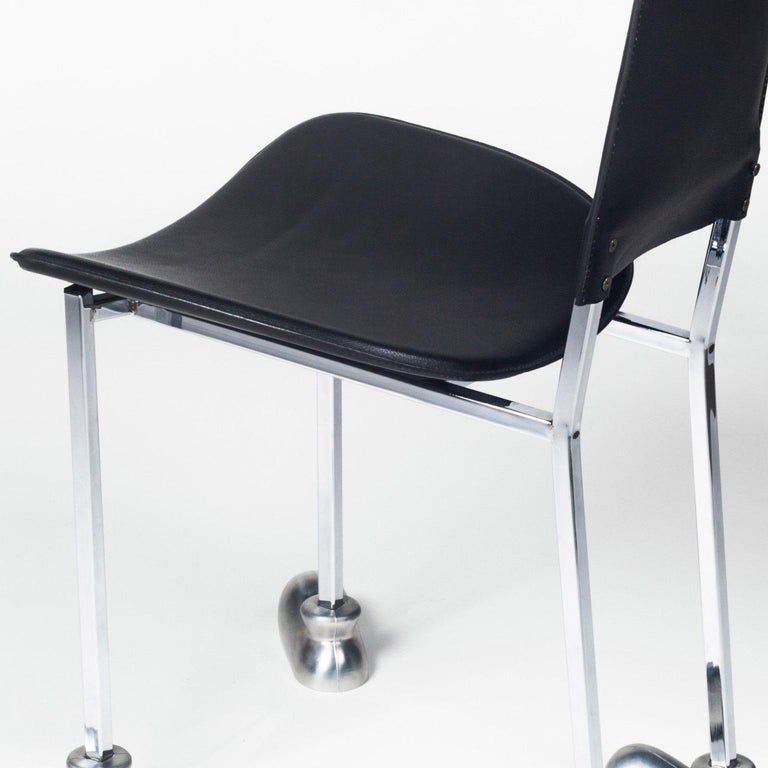 Memphis Chair by Javier Mariscal, "Garriris", Black Leather, Spain ...