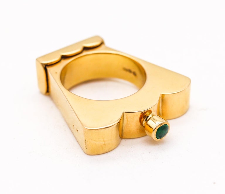 Memphis Design 1980 Geometric Sculptural Ring 18Kt Yellow Gold with ...