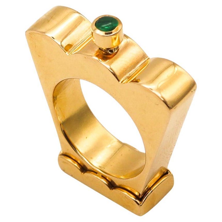 Memphis Design 1980 Geometric Sculptural Ring 18Kt Yellow Gold with ...