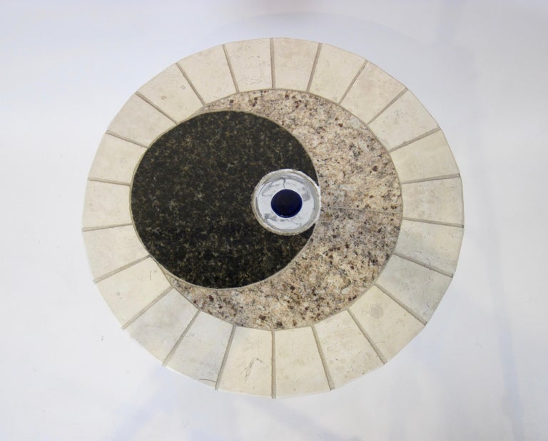 Memphis Era Stone and Glass Table on Wrought Iron Base with Third Eye ...