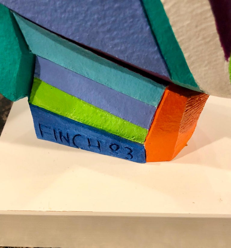 Memphis Group Style Abstract Painted Wood Sculpture by Helen Finch at ...