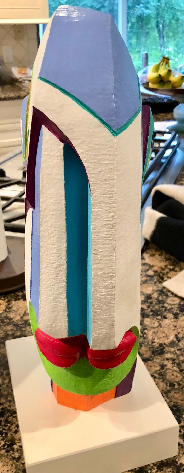 Memphis Group Style Abstract Painted Wood Sculpture by Helen Finch at ...