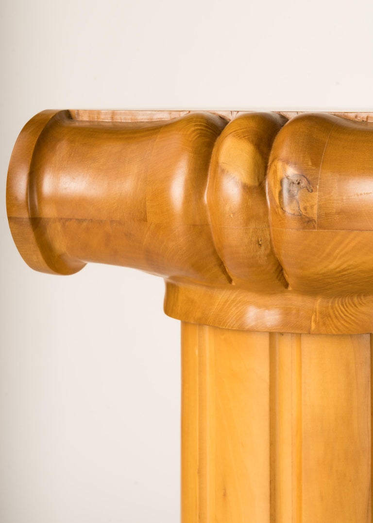 Memphis Inspired Solid Sycamore Ionic Pedestals or Gueridon, Italy 1970 ...