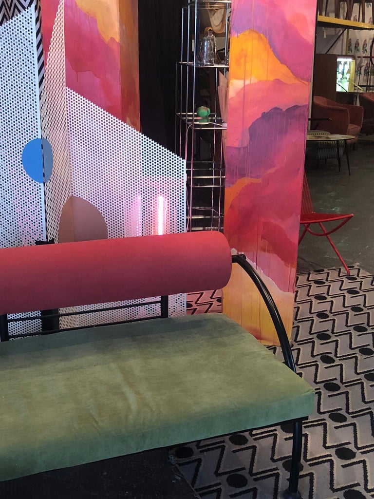 Memphis Style Green Red Geometric Italian Seat Sofa, Italy, 1980 For ...