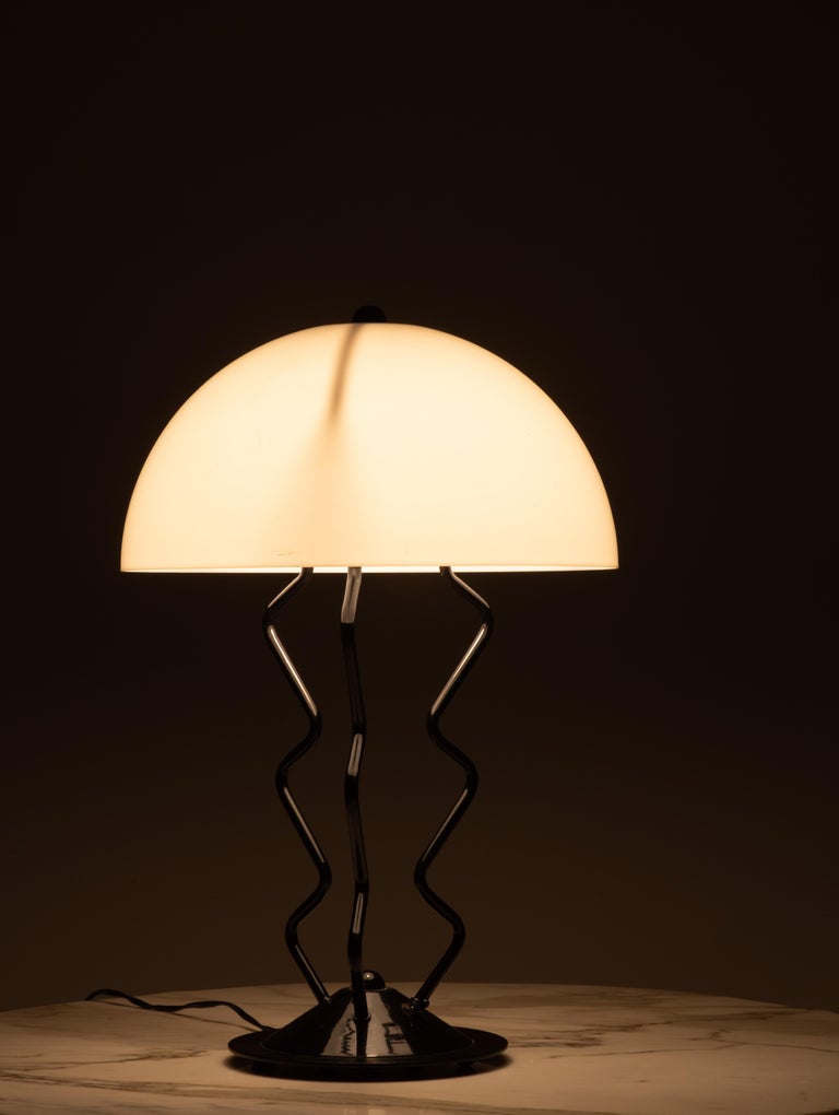 Memphis Style Metal Squiggle Table Lamp with Acrylic Dome Shade at ...