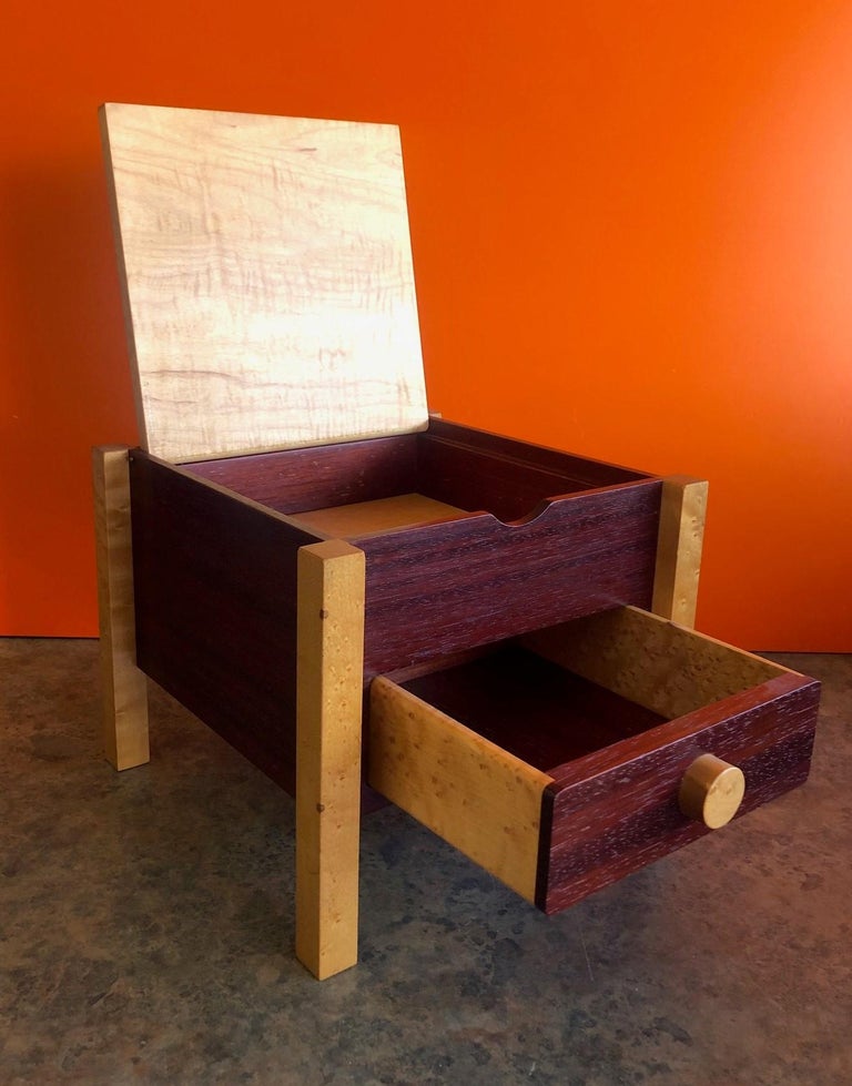 Memphis Style Postmodern Mixed Wood Jewelry Box with Drawer For Sale at ...