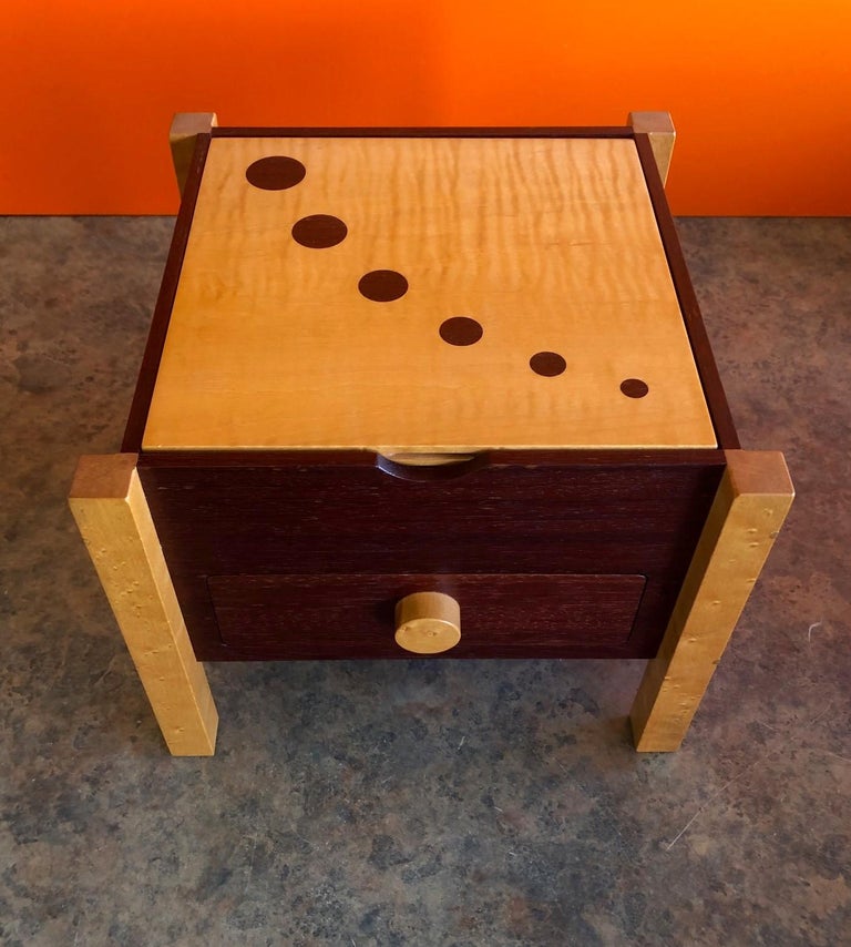 Memphis Style Postmodern Mixed Wood Jewelry Box with Drawer For Sale at ...