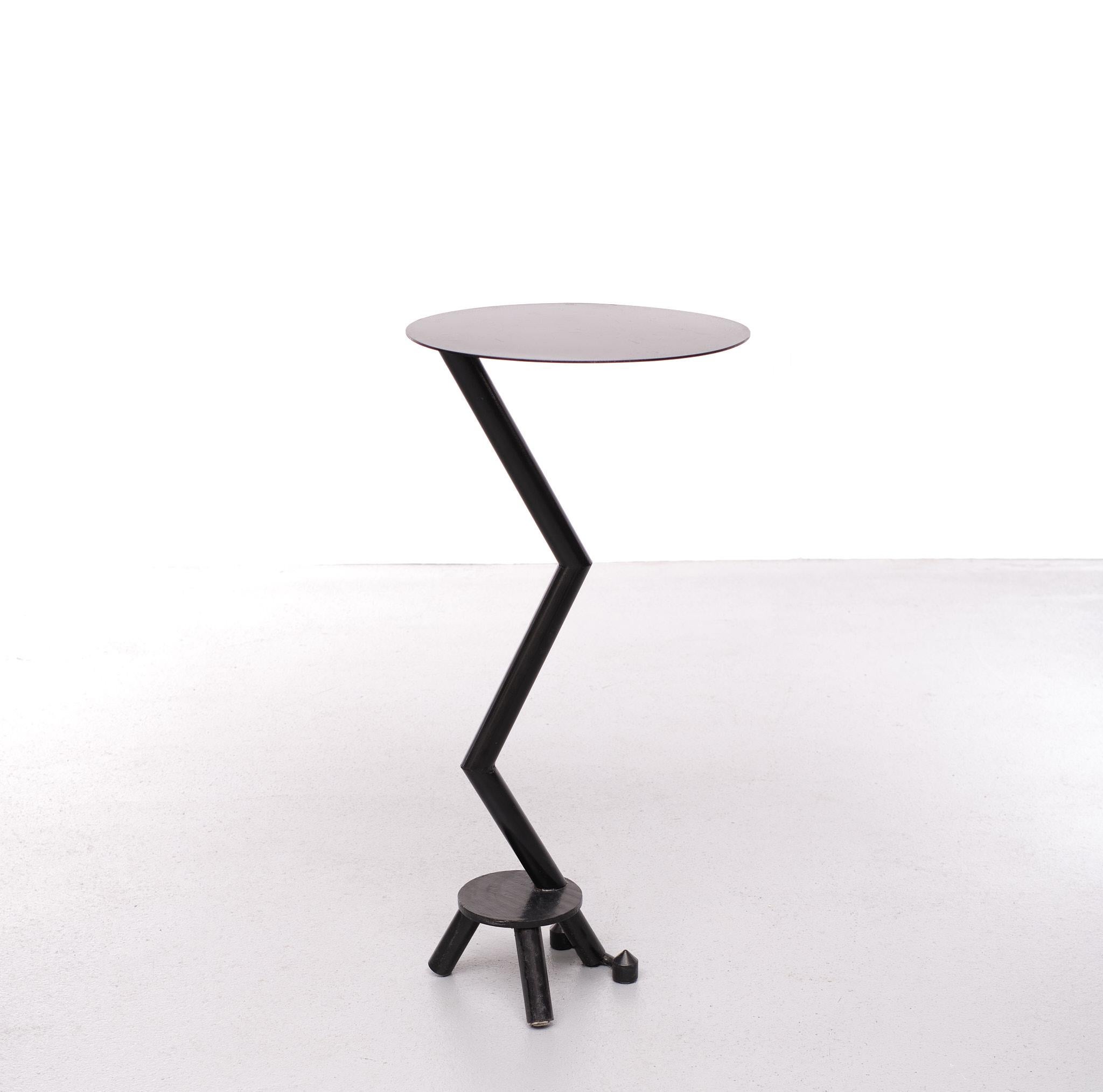 Memphis Style Steel Side Table, 1980s at 1stDibs