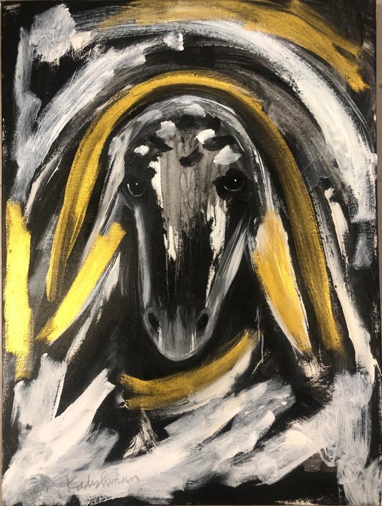 Menashe Kadishman - Menashe Kadishman, Sheep head, Acrylic on canvas at ...