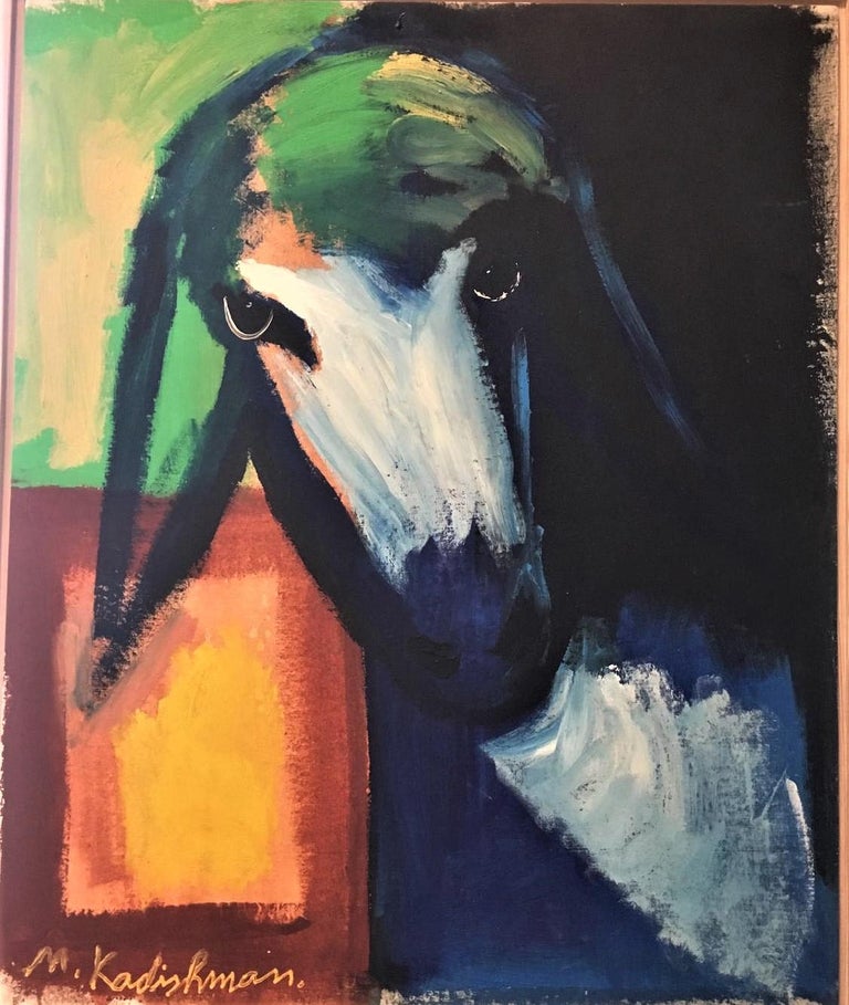 Menashe Kadishman - Menashe Kadishman, Sheep head, green, Acrylic on ...