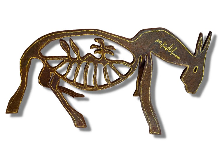 Menashe Kadishman - Donkey iron sculpture by the important Israeli ...