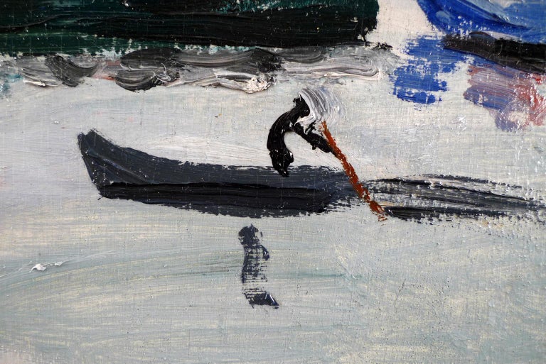 Menchu Gal - "Boats of Hondarribia", 20th Century Oil on Panel by ...