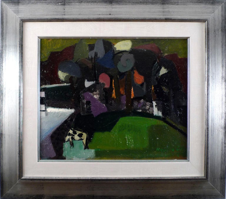 Menchu Gal - "The Cow in the Meadow", 20th Century Oil on Panel by ...