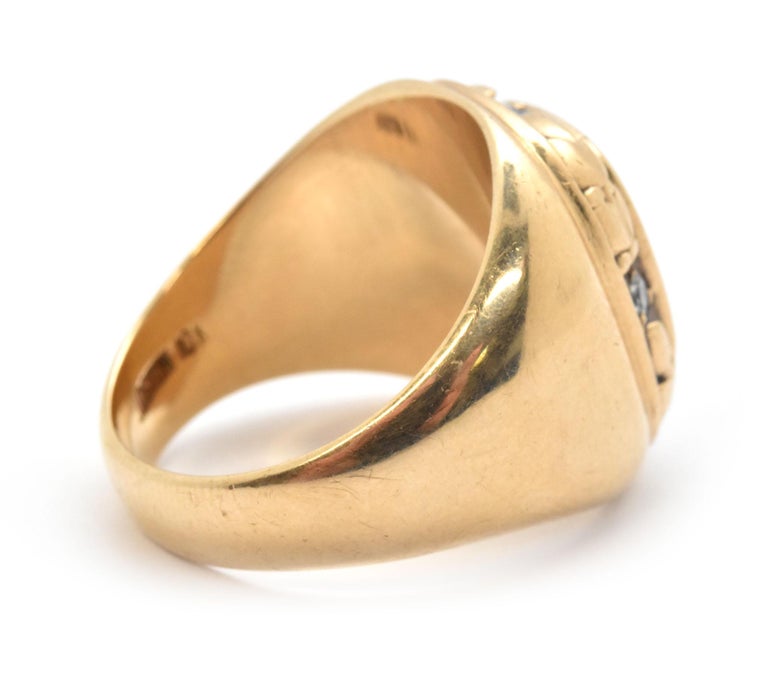 Men's 10 Karat Yellow Gold Mercedes Emblem Diamond Ring at 1stDibs ...