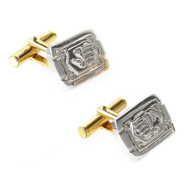 Men's 18 Karat White and Yellow Gold Pony Cufflinks CPD8657 at 1stDibs