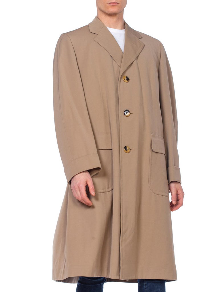 1950S CHESTER BARRIE Khaki Wool Gabardine Men's Bespoke Coat For Sale ...