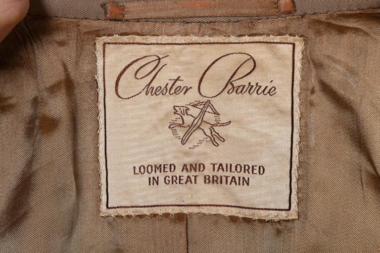1950S CHESTER BARRIE Khaki Wool Gabardine Men's Bespoke Coat For Sale ...