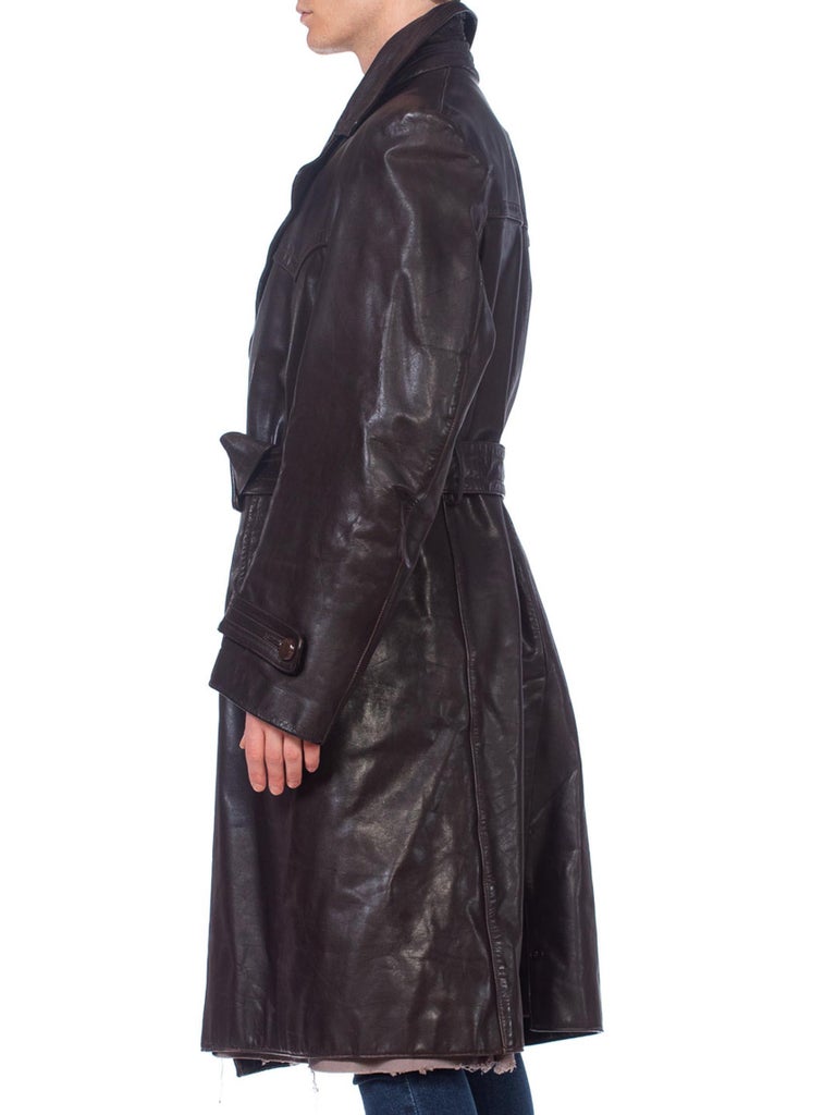 Mens 1970's German Military Brown Leather Trench Coat at 1stDibs ...