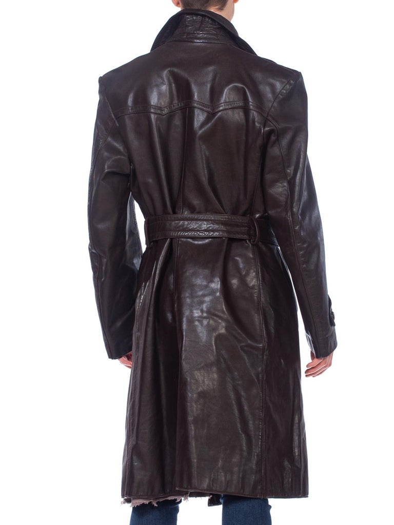Mens 1970's German Military Brown Leather Trench Coat at 1stDibs ...
