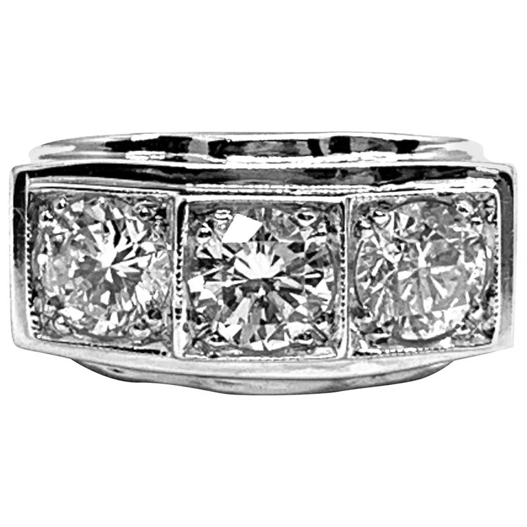 Men’s 3-Stone Ring at 1stDibs | mens 3 stone diamond ring
