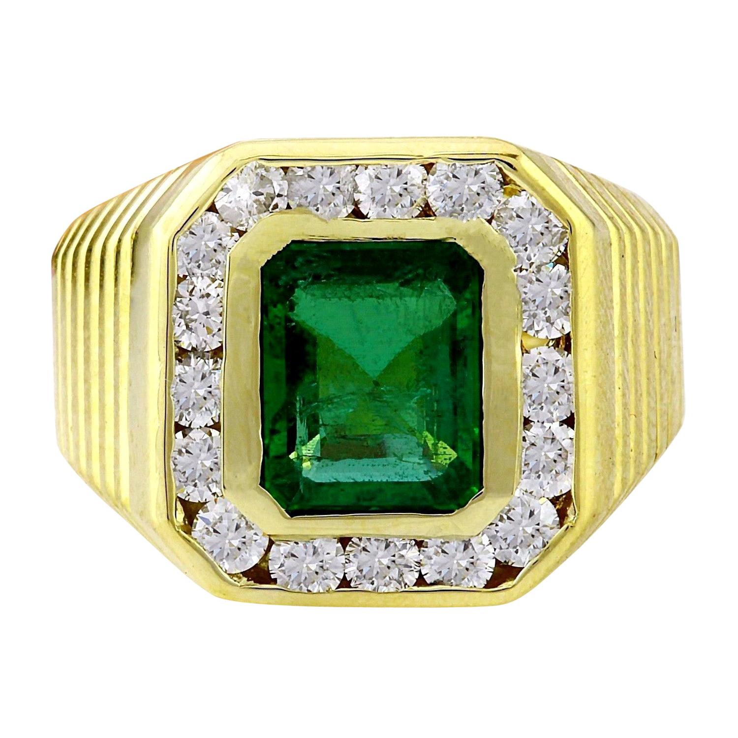 3.57 Carat Natural Ruby 18 Karat Yellow Gold Diamond Ring For Sale at ...