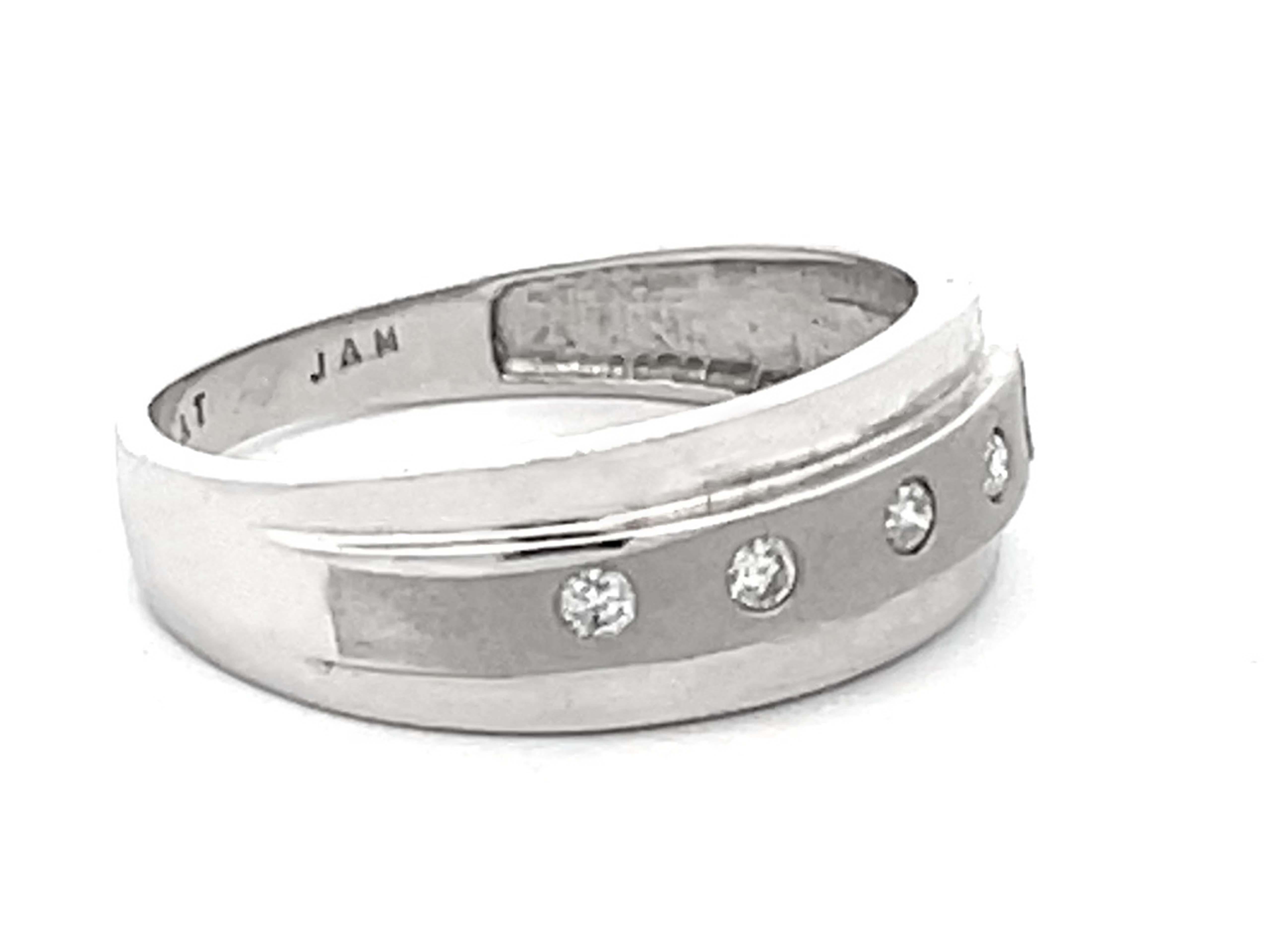 Mens 5 Brilliant Cut Diamond Satin Finish Center Band Ring in Platinum ...