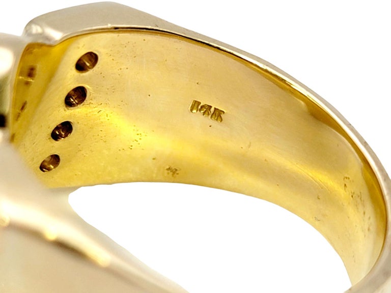 Mens Asymmetrical Tablet Opal and Diamond Band Ring in 14 Karat ...