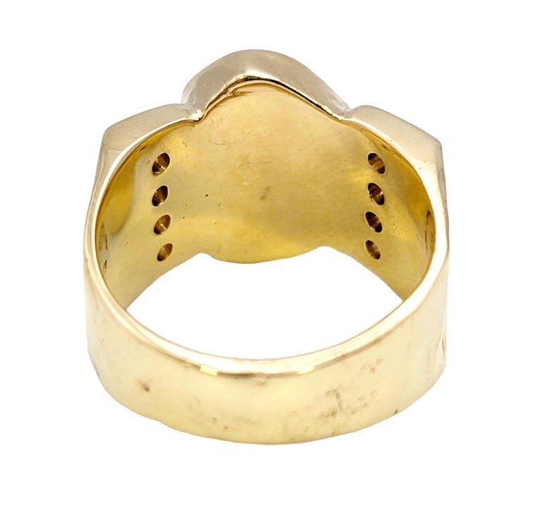 Mens Asymmetrical Tablet Opal and Diamond Band Ring in 14 Karat ...