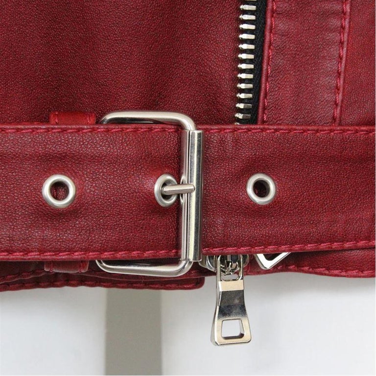 Men's Balmain Red Leather Biker Jacket 52 at 1stDibs | balmain leather ...