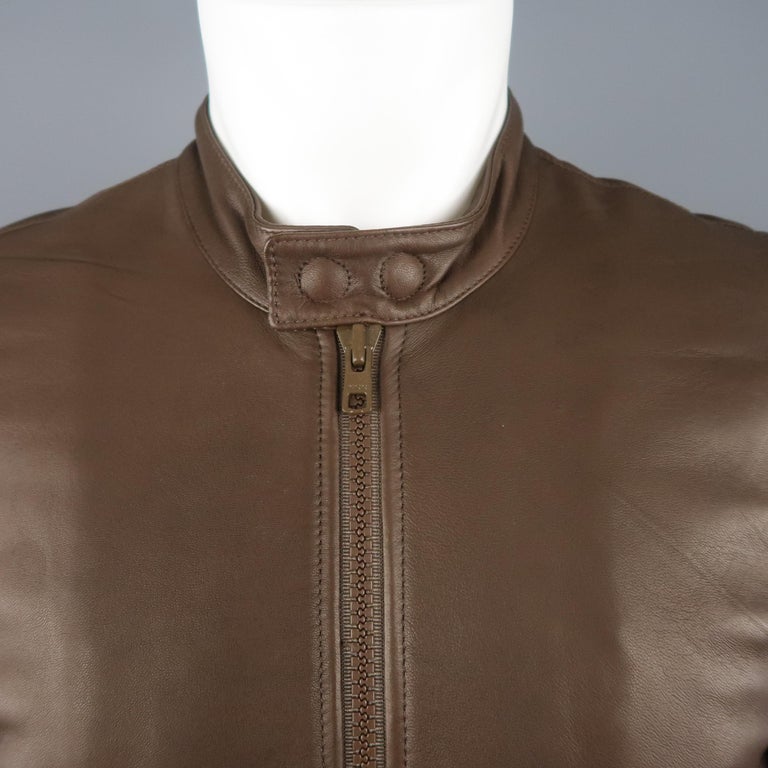 Men's BAND OF OUTSIDERS S Brown Leather Bomber Jacket NWT at 1stDibs