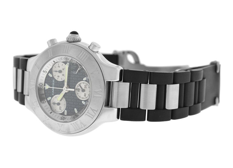 Men's Cartier 2424 Chronoscaph Steel Date Quartz Chronograph Watch For ...