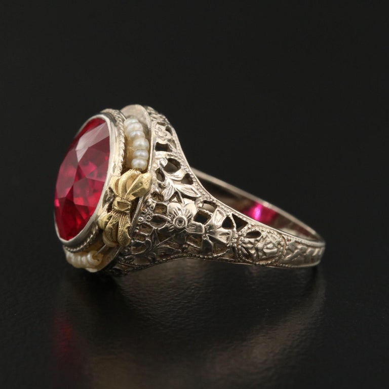 Customizable Mens Cocktail Ring, Mens Ruby Engagement Ring, Victorian Ruby Mens Wedding Ring For ...