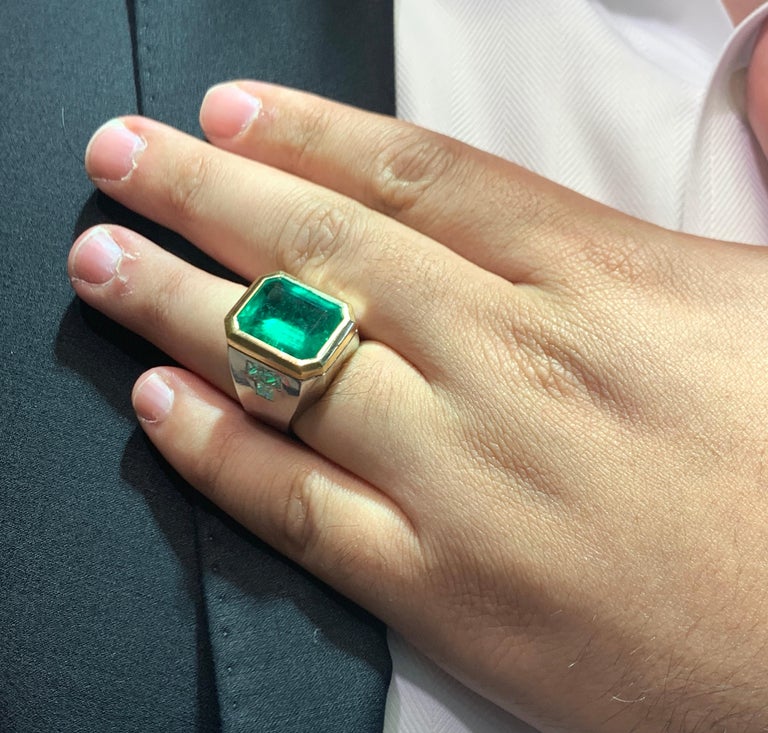 Men's Colombian Emerald Ring For Sale at 1stDibs | mens emerald rings, mens emerald pinky ring ...