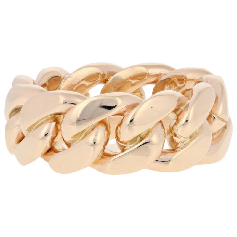Men's Cuban Chain Ring, 10 Karat Yellow Gold Band at 1stDibs