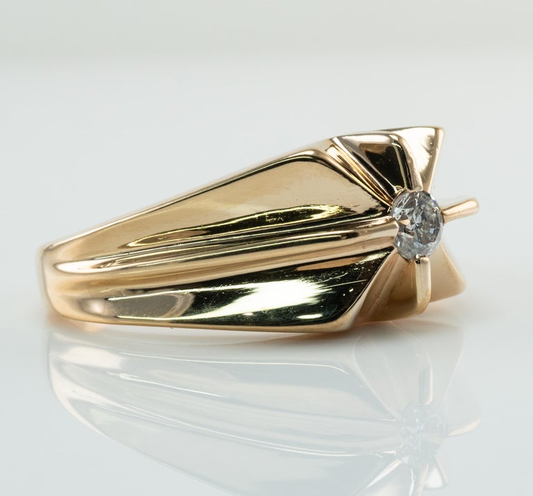 Mens Diamond Ring 14k Gold Band .20 Carat Solitaire Vintage For Sale at ...