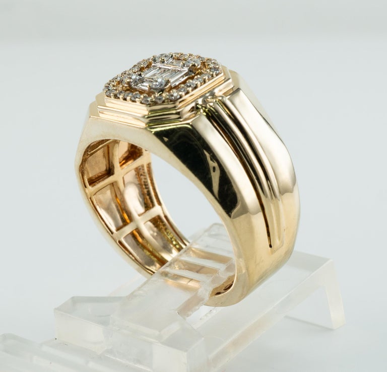 Mens Diamond Ring Band 14K Gold .50ct TDW Pinky For Sale at 1stDibs
