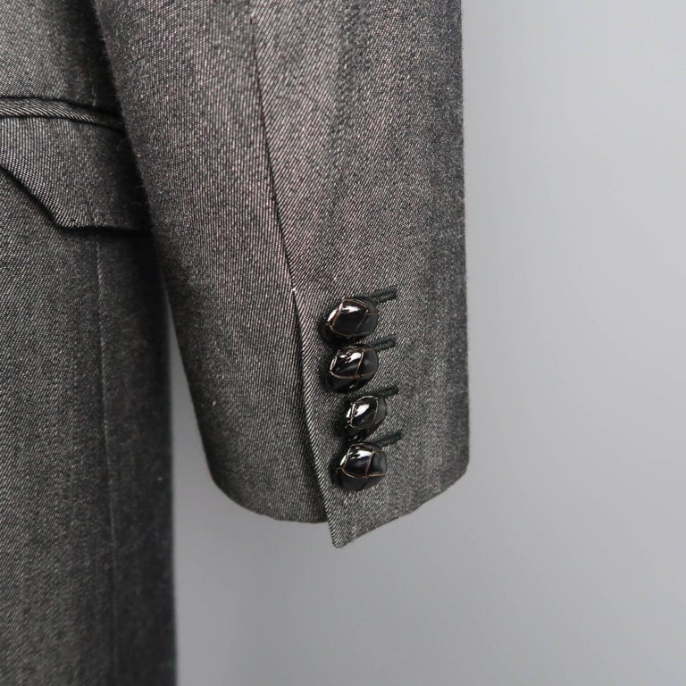 Men's DOLCE and GABBANA 40 Dark Gray Solid Wool / Cotton Denim Hidden ...