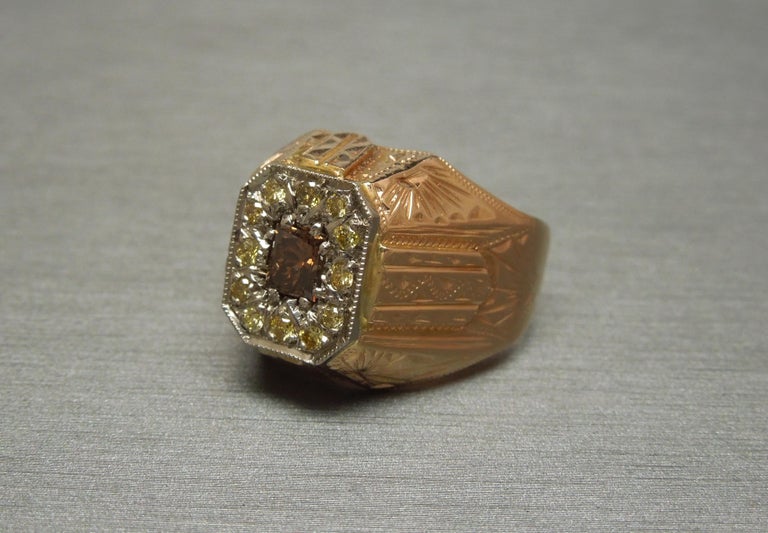 Men's Egyptian Volcanic Diamond Pyramid Ring For Sale at 1stDibs