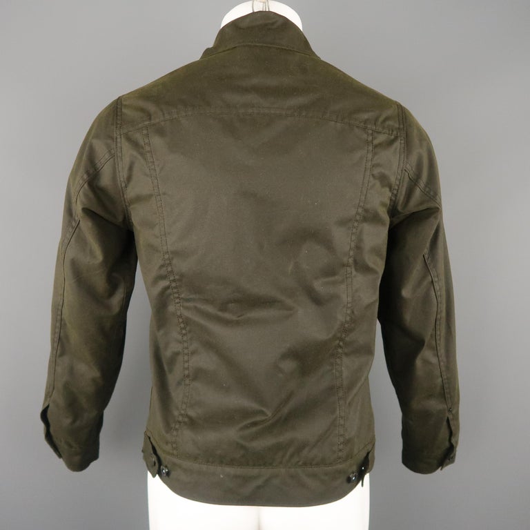 Men's FILSON XS Olive Waxed Cotton Flap Pocket Trucker Jacket at ...