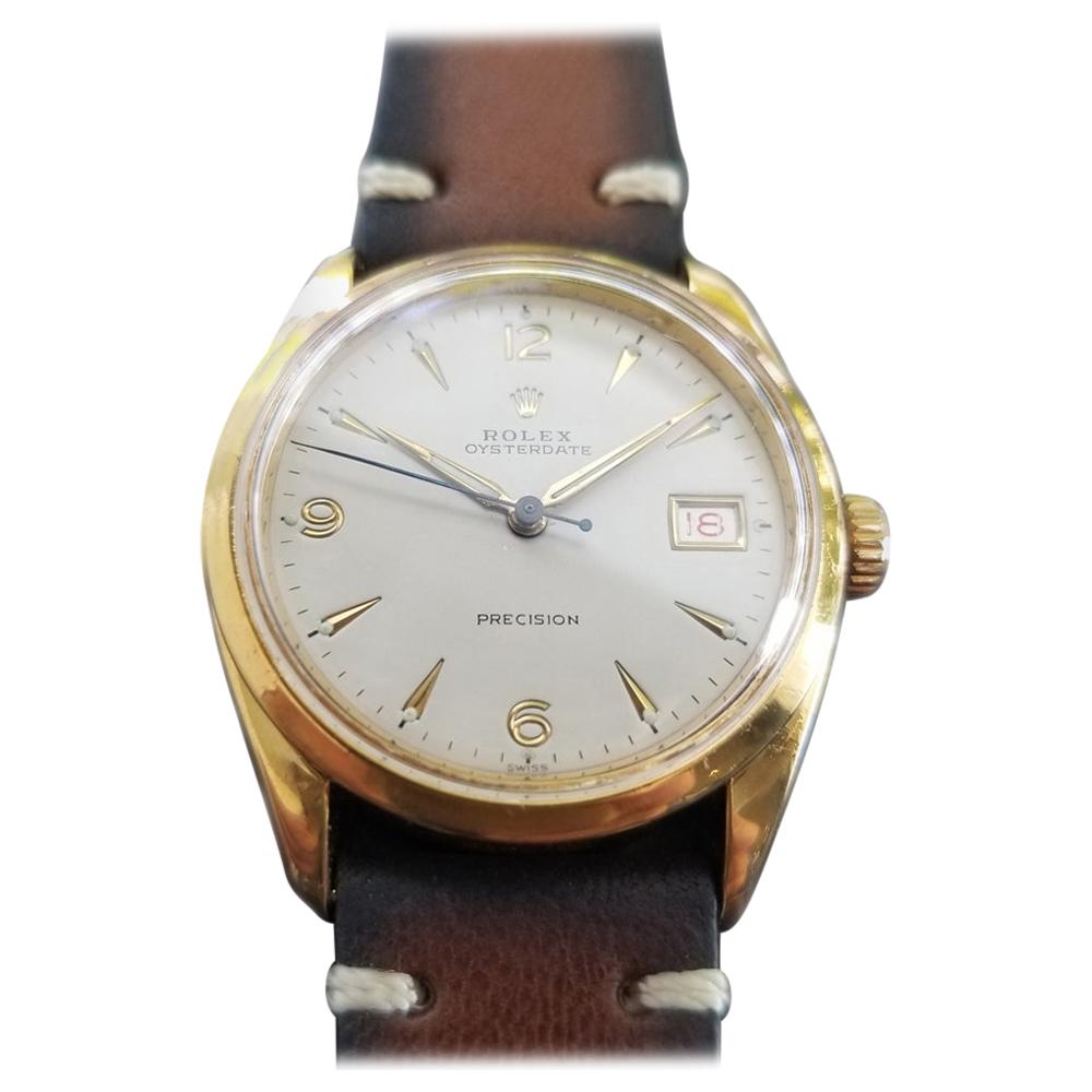 Montre Rolex Oysterdate Precision 6294 montée à la main et coiffée d'or ...