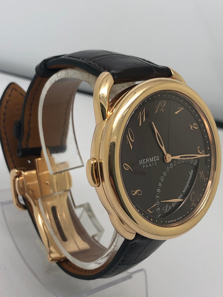 Mens Gold Hermes Watch Box and Papers! RARE!! 43mm For Sale at 1stDibs