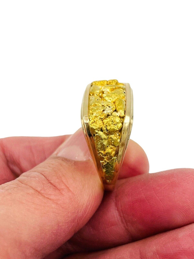 Men’s Gold Nugget Saddle Ring For Sale at 1stDibs