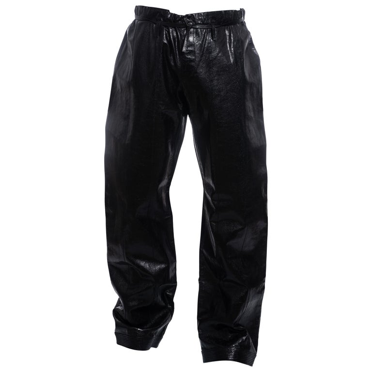 Mens Gucci By Tom Ford Black Lizard Skin Wide Leg Pants Ss 2001 At
