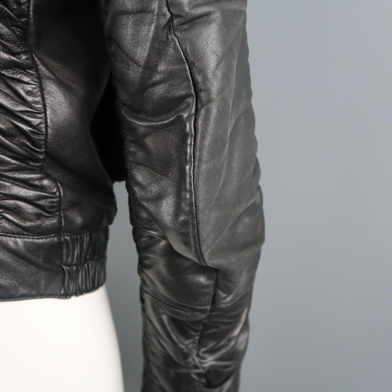 Men's GUCCI SS 2000 by TOM FORD 36 Black Ruched Leather Bomber ...