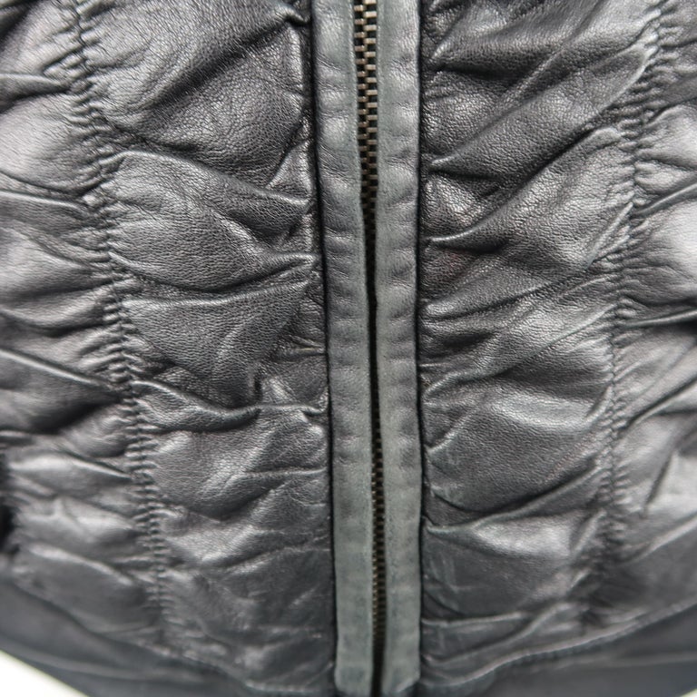 Men's GUCCI SS 2000 by TOM FORD 36 Black Ruched Leather Bomber ...